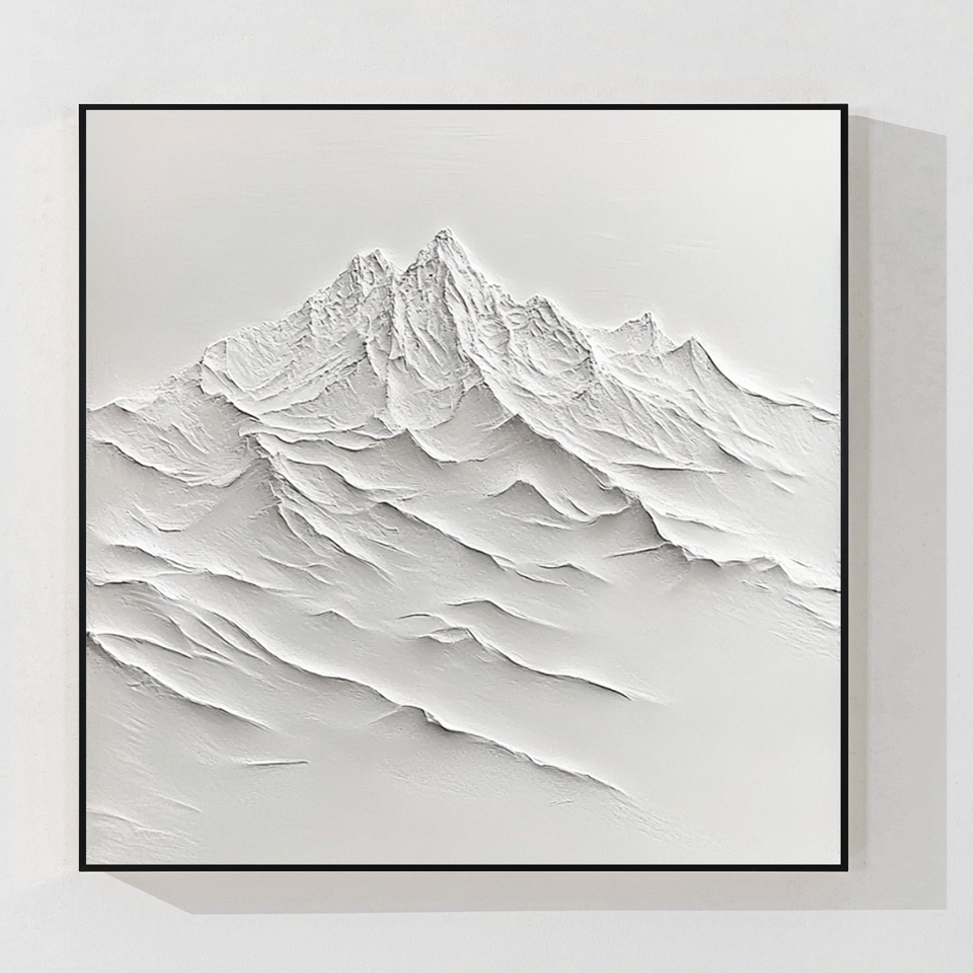 White Mountain Canvas Wall Art - Large 3D Textured Landscape Decor