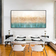 Abstract Teal Art – Mid-Century Modern Textured Painting