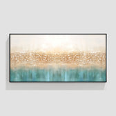 Abstract Teal Art – Mid-Century Modern Textured Painting