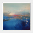 Blue Abstract Painting Textured Square Wall Art Sunrise Ocean