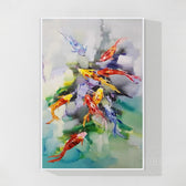 Colorful Koi Fish Wall Art - Abstract Painting for Living Room