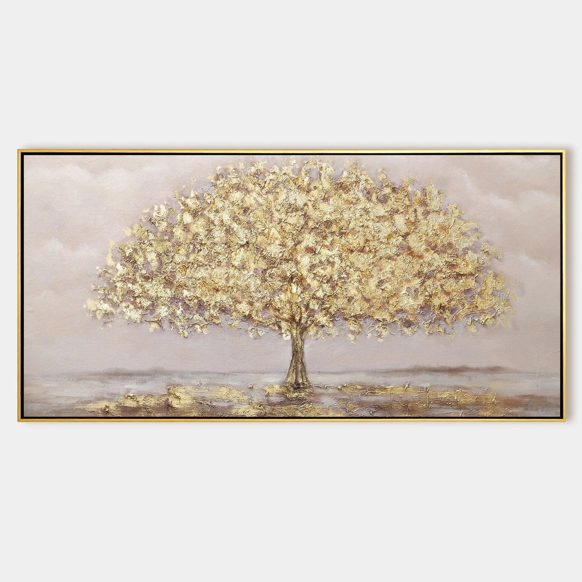 Golden Tree of Life Abstract Painting Vibrant Nature-Inspired Wall Art