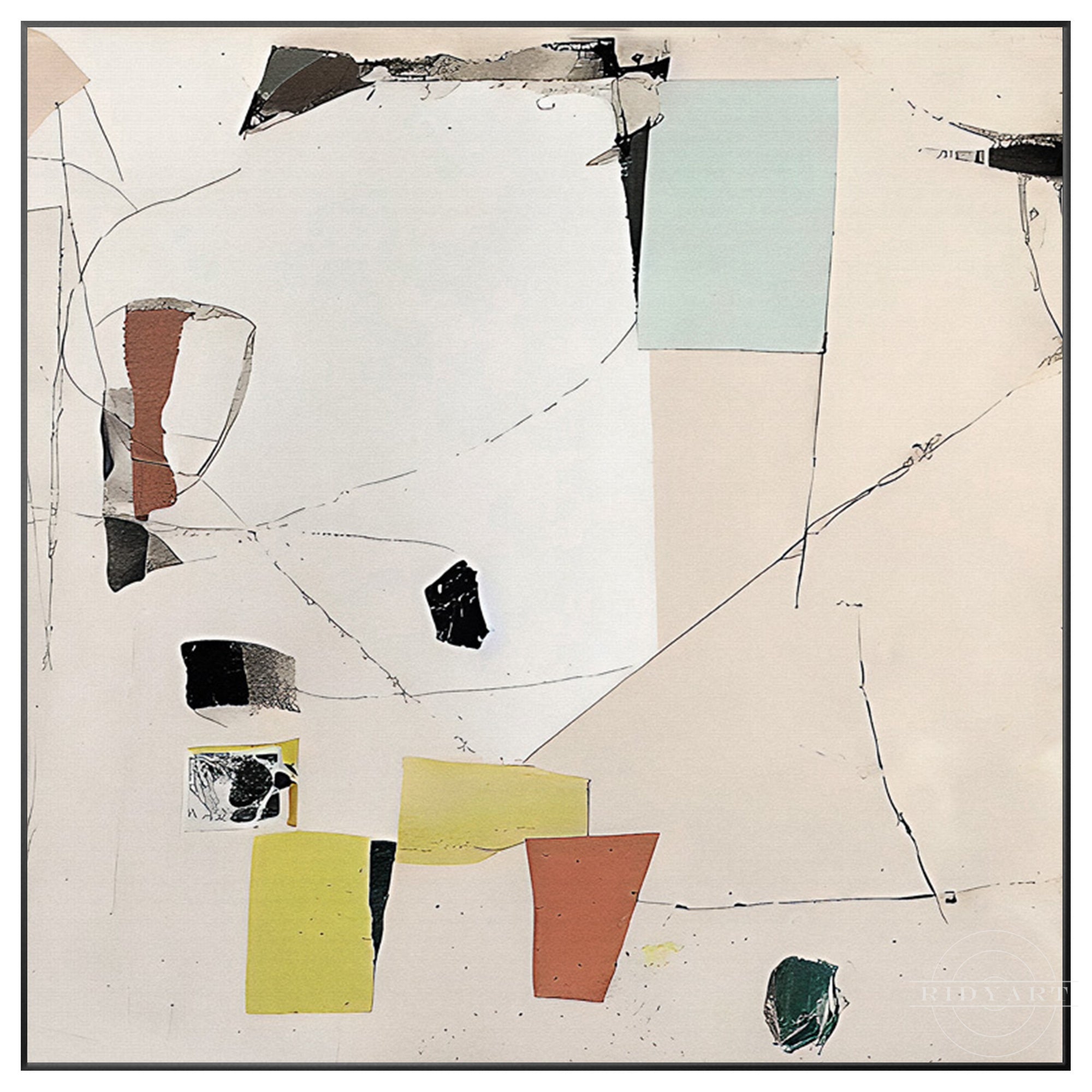 Cream Style Minimalist Abstract Canvas Wall Art Square Framed
