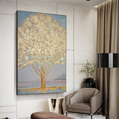Gold Tree Painting Elegant Textured Wall Art for Home Decor