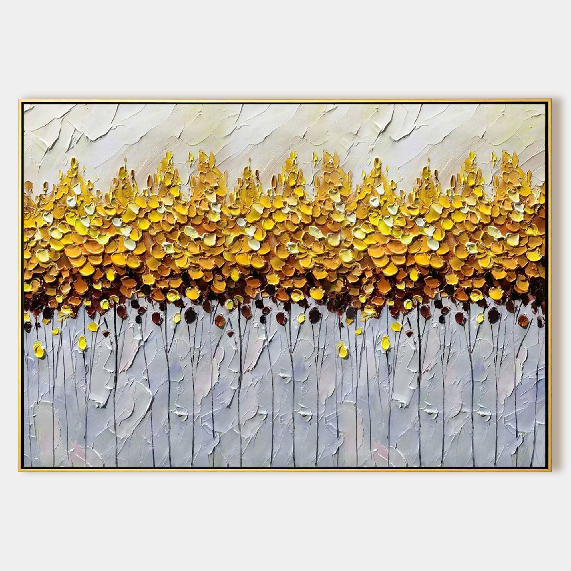 Forest Gold Tree Texture Painting – Elegant Wall Art Decor
