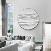 3D Minimalist Round Textured Wall Art Nordic Ocean Decor