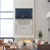 Deep Blue Circle Texture Abstract Framed Painting