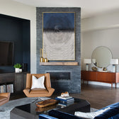 Deep Blue Circle Texture Abstract Framed Painting