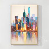 New York Skyline Colorful Skyline Abstract Painting Wall Art