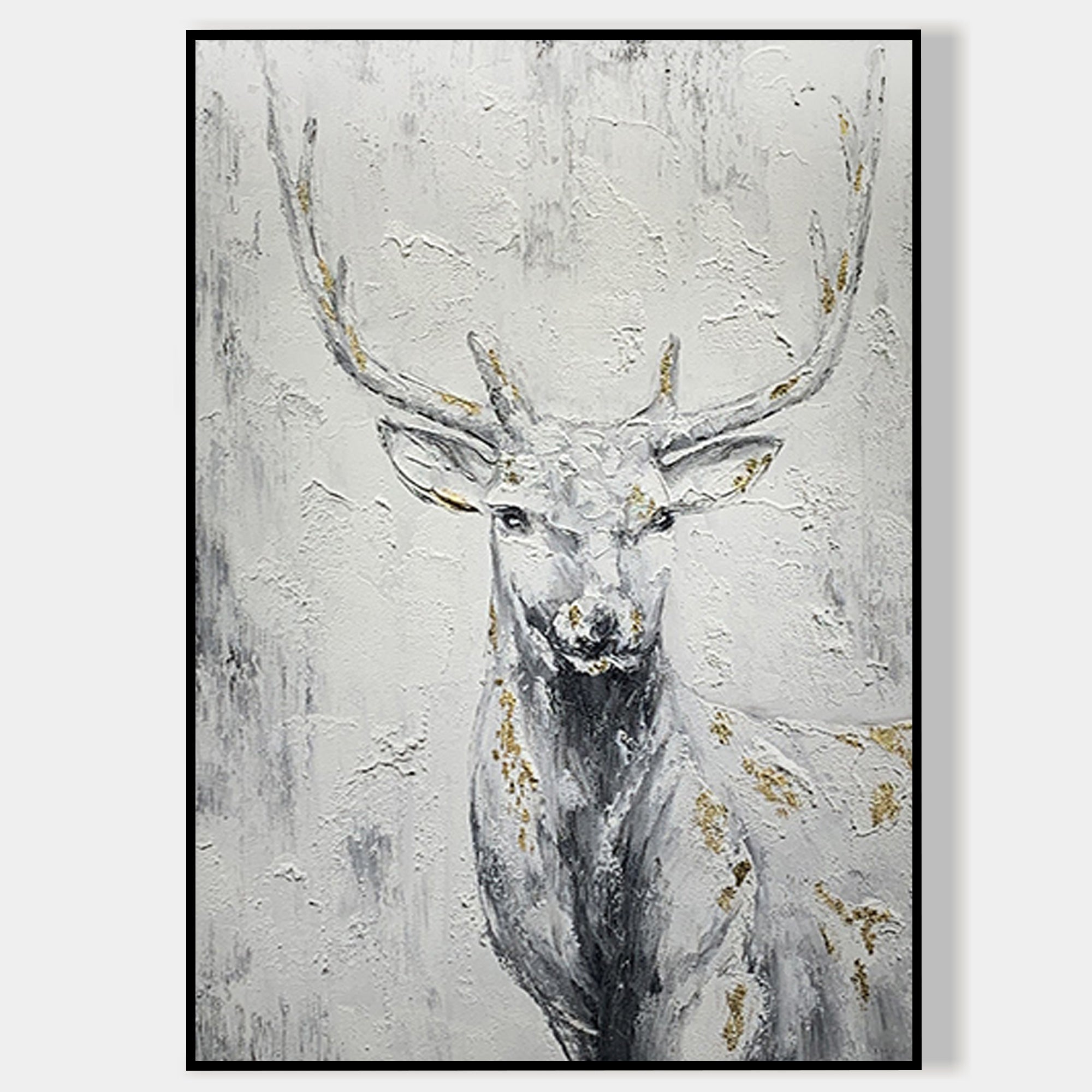 Original Hand-Painted Stag Canvas Wall Art – Elegant Nature Painting