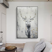 Original Hand-Painted Stag Canvas Wall Art – Elegant Nature Painting