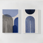 Set of 2 Baby Blue Abstract Textured Geometric Wall Art