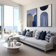 Set of 2 Baby Blue Abstract Textured Geometric Wall Art