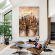 Abstract City Wall Art Brooklyn Skyline Textured Painting