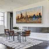 Dubai Skyline Abstract Painting - Modern Cityscape Wall Art