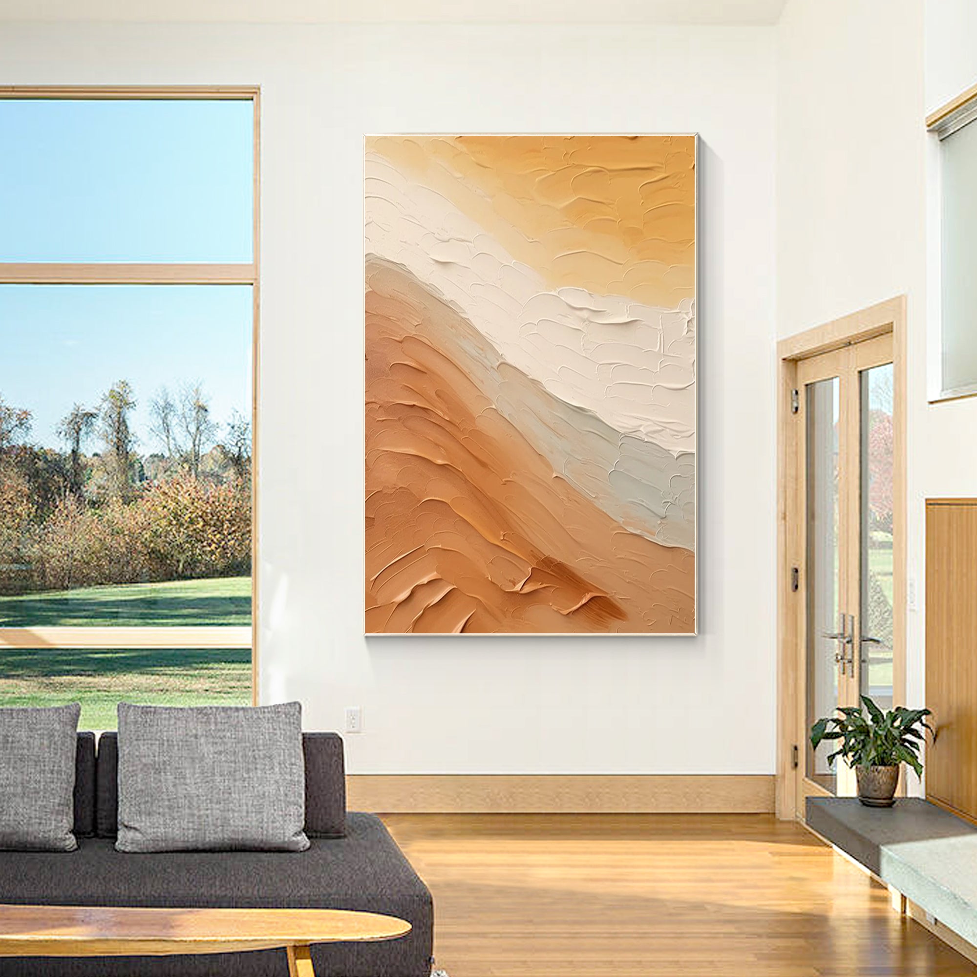 Earth Tone Abstract Ocean 3D Textured Large Wall Art
