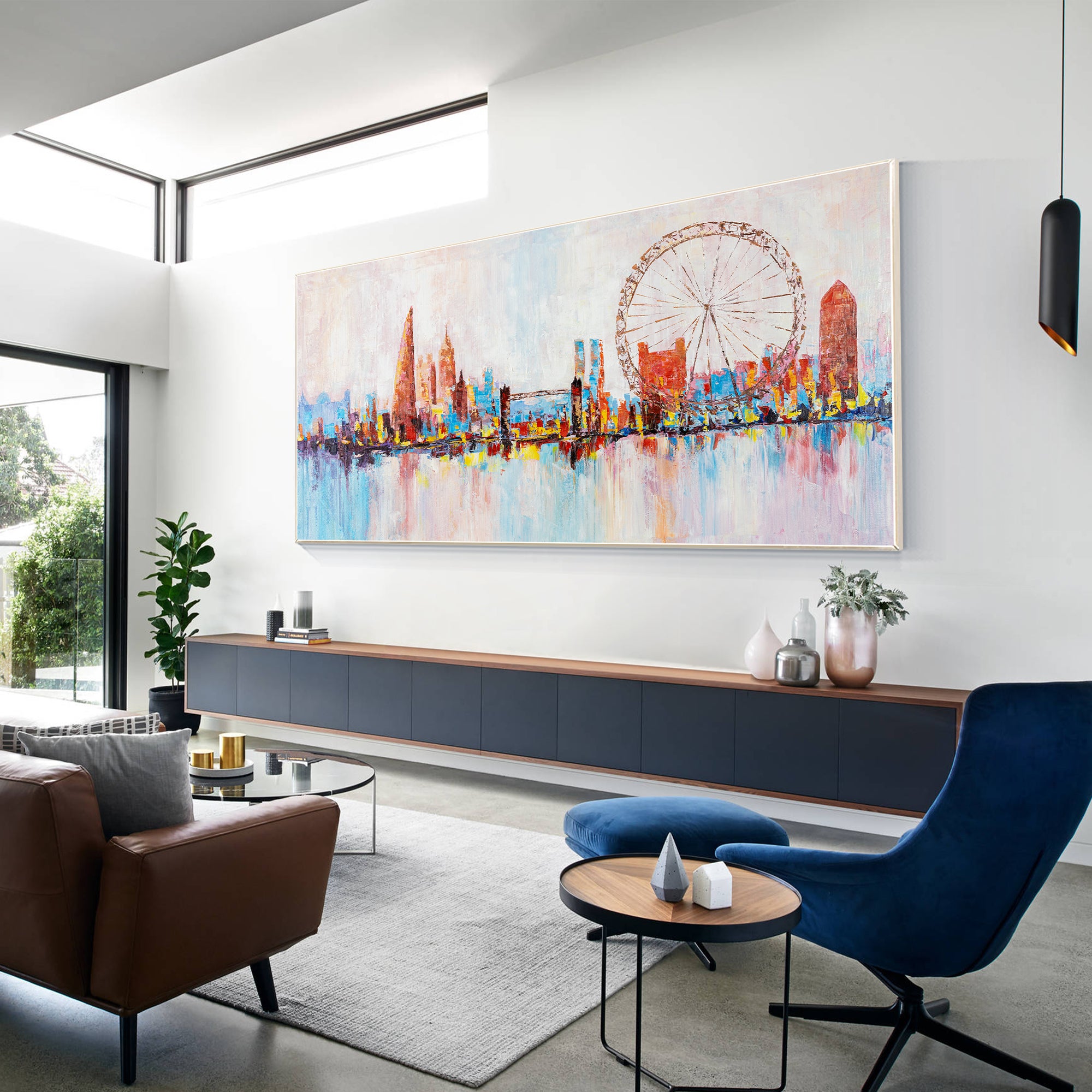London Skyline Oil Painting – Elegant City Wall Art