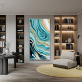 Teal Resin Geode Art Painting Luxury Crystal Wall Decor