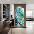 Teal Resin Geode Art Painting Luxury Crystal Wall Decor