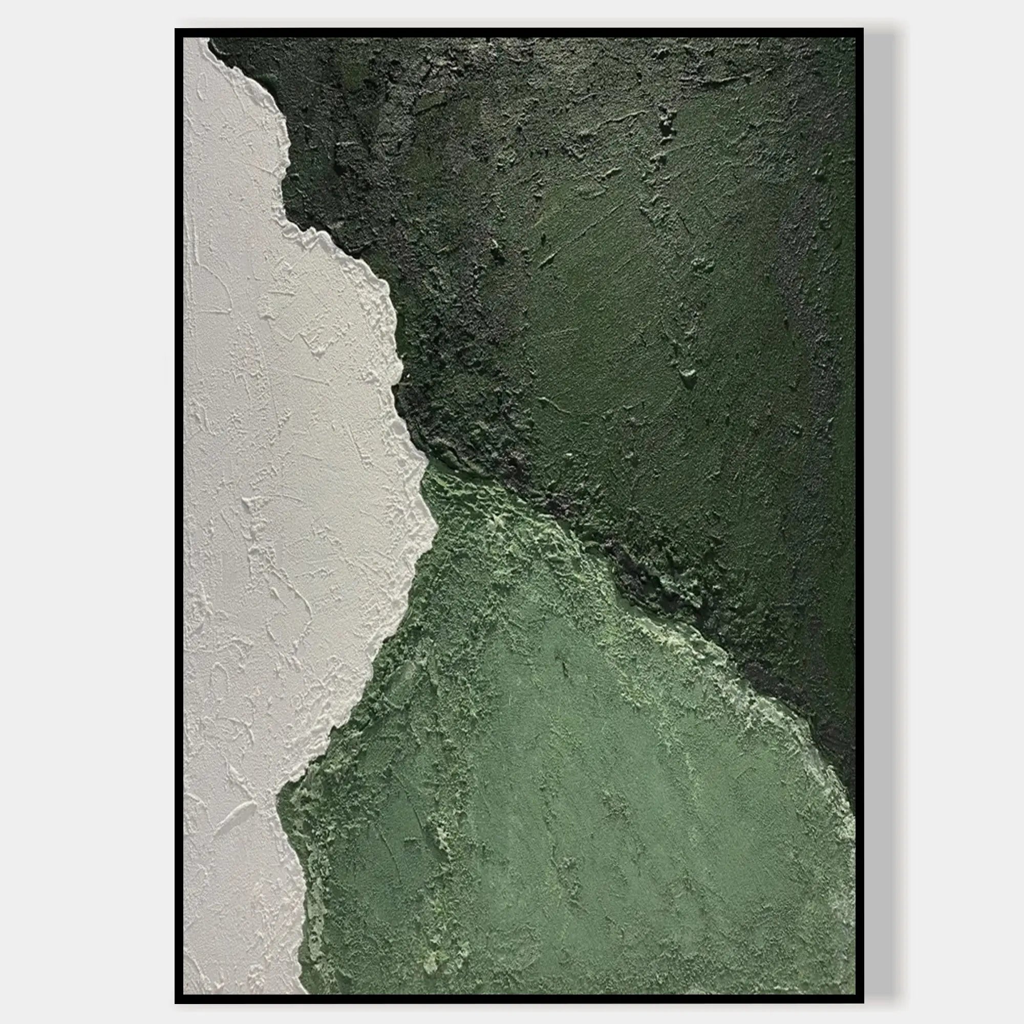 Hunter Green Textured Abstract Canvas Painting for Modern Home Decor