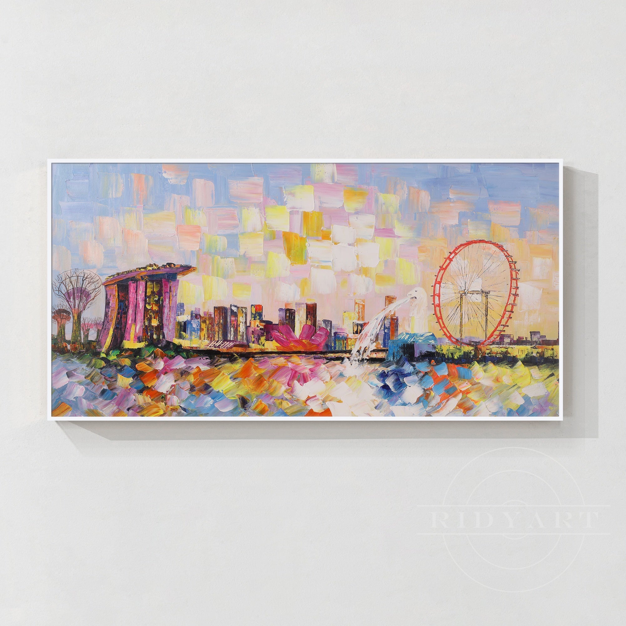 Singapore Skyline Abstract Painting Modern Cityscape Wall Art
